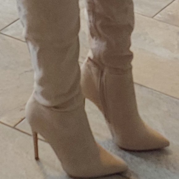 Shoes | Knee High Beige Faux Suede Puss N Boots | Poshmark